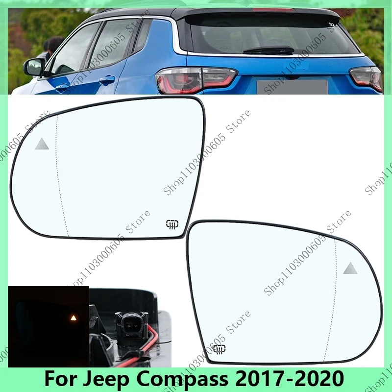 For-Jeep-Compass-2017-2020-Car-Exterior-Rearview-Side-Mirror-Lens-Glass ...