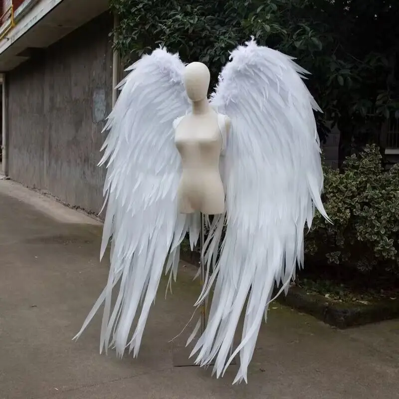 White Angel Wings Cosplay Costume Party Dance Sow Rave Hallowen Flower ...