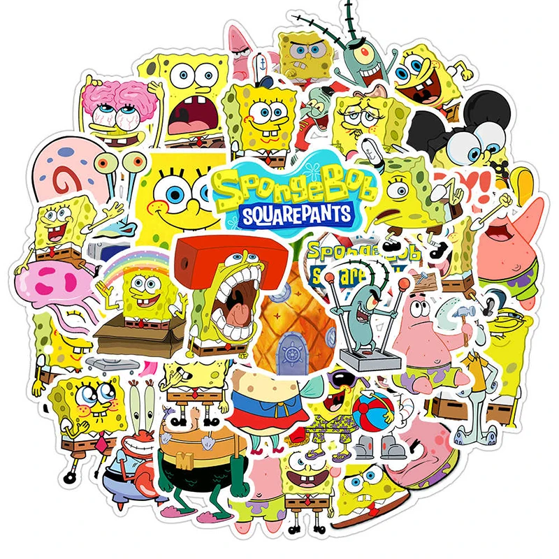 50pcs-Anime-SpongeBob-Stickers-Cartoon-Kawaii-Laptop-Phone-Guitar ...