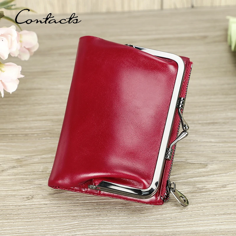 CONTACT'S Kiss Lock Wallets for Women Genuine Leather Short Fashion ...