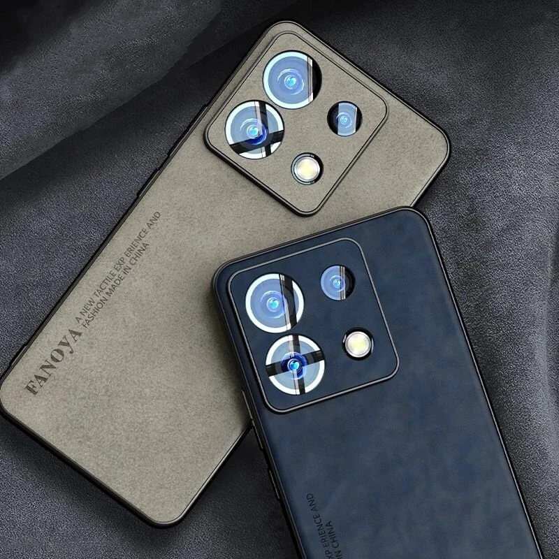 Case For POCO M6 Pro 4G Luxury Leather Silicone Protection Back Cover ...