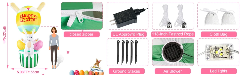 Easter Hot Air LED Inflatable Balloon – Kids Mega Mall