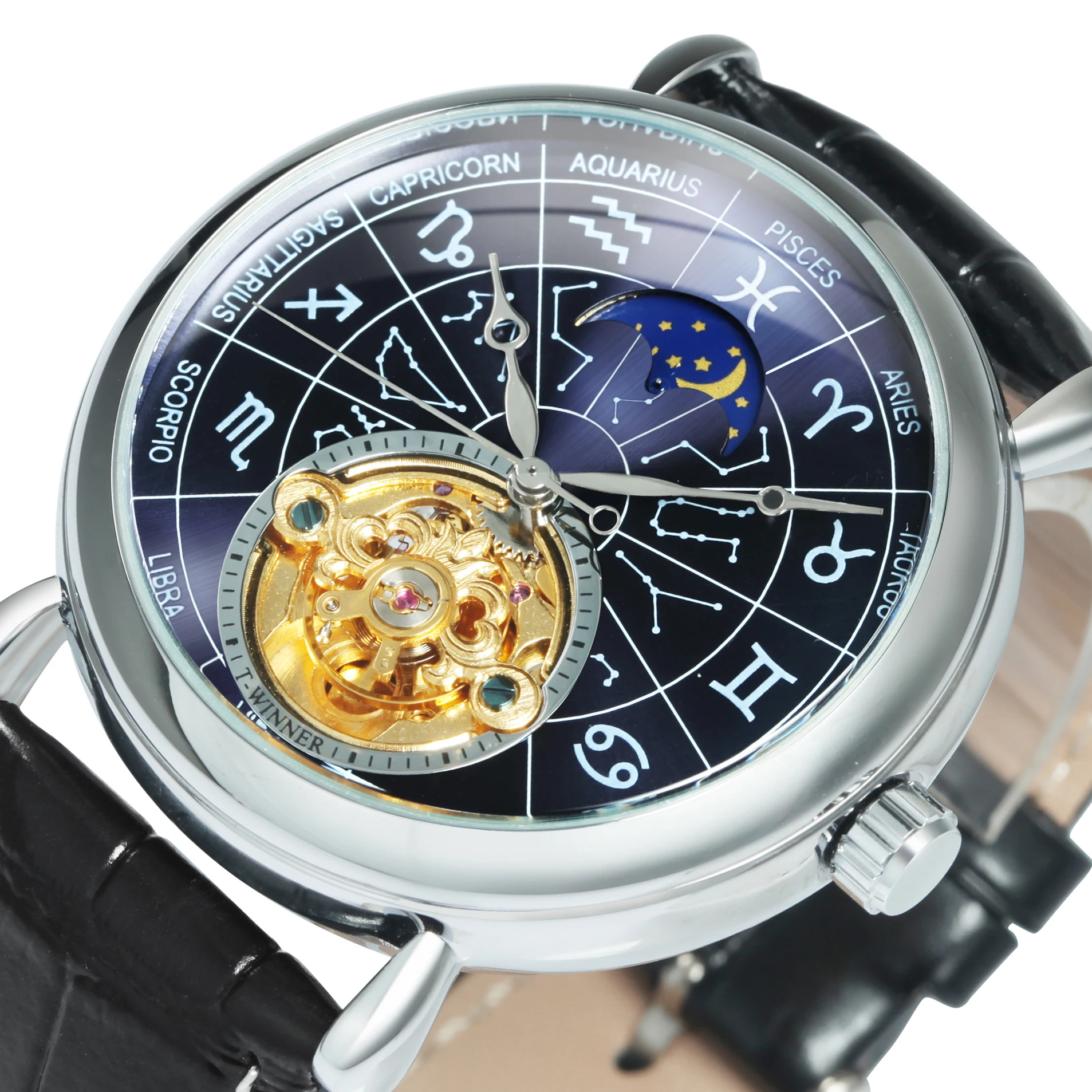 WINNER Luxury Skeleton Mechanical Watches 12 Zodiac Constellations ...