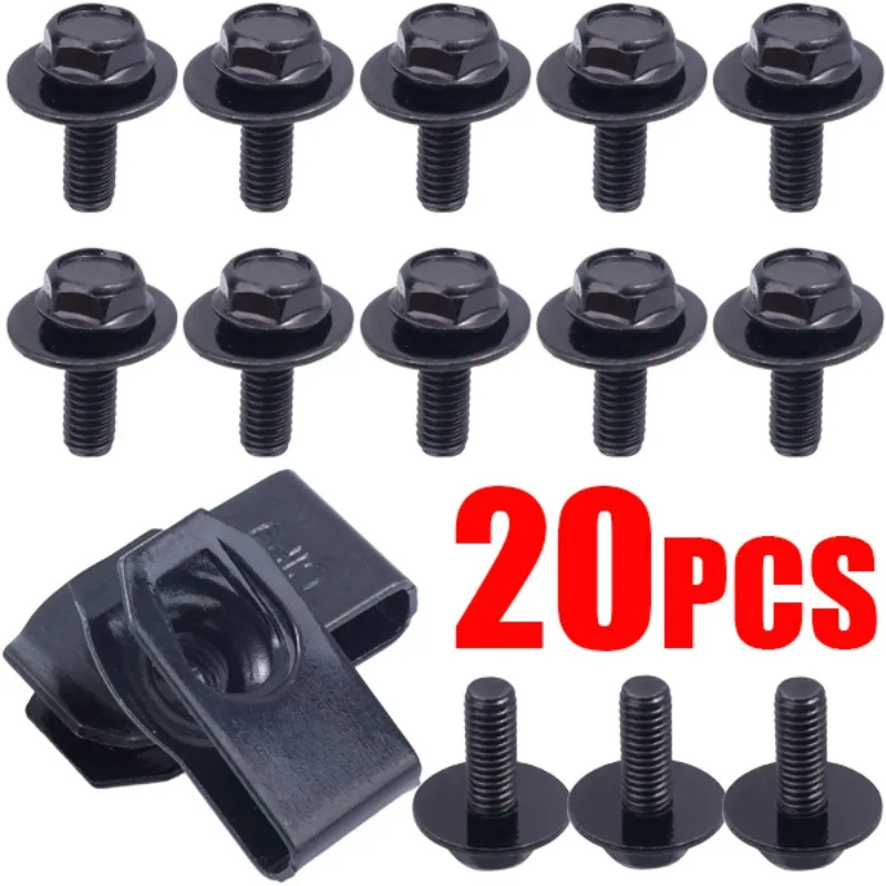 Car Body Bolts & U-nut Clips M6 Engine Cover Undertray Splash Shield ...