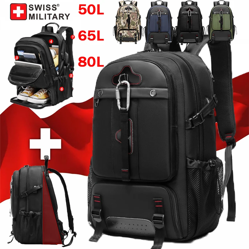 SWISS-MILITARY-Men-Travel-Backpack-Expandable-USB-Bag-Waterproof-Large ...