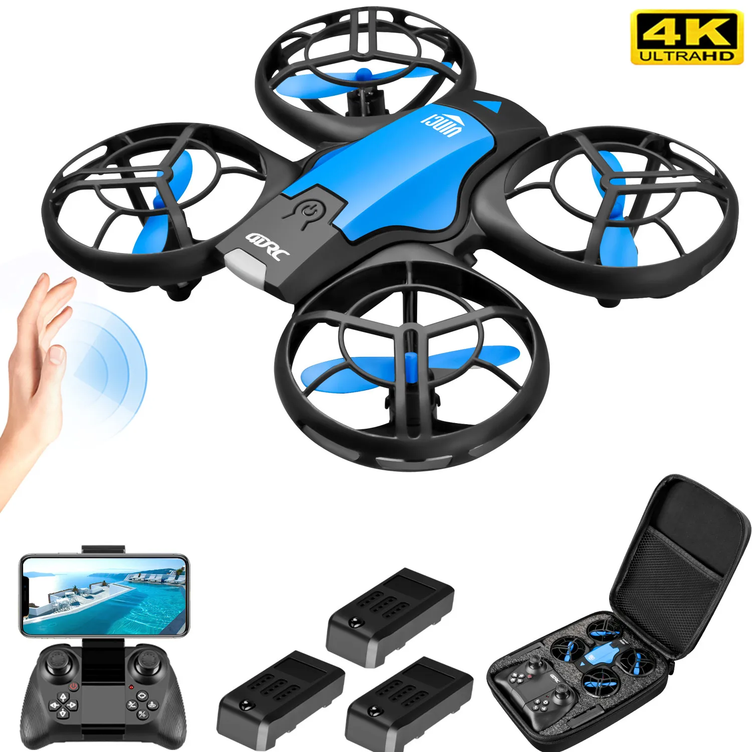 Mini Dron V8 4K 1080P HD, cámara WiFi Fpv, presión de aire ...