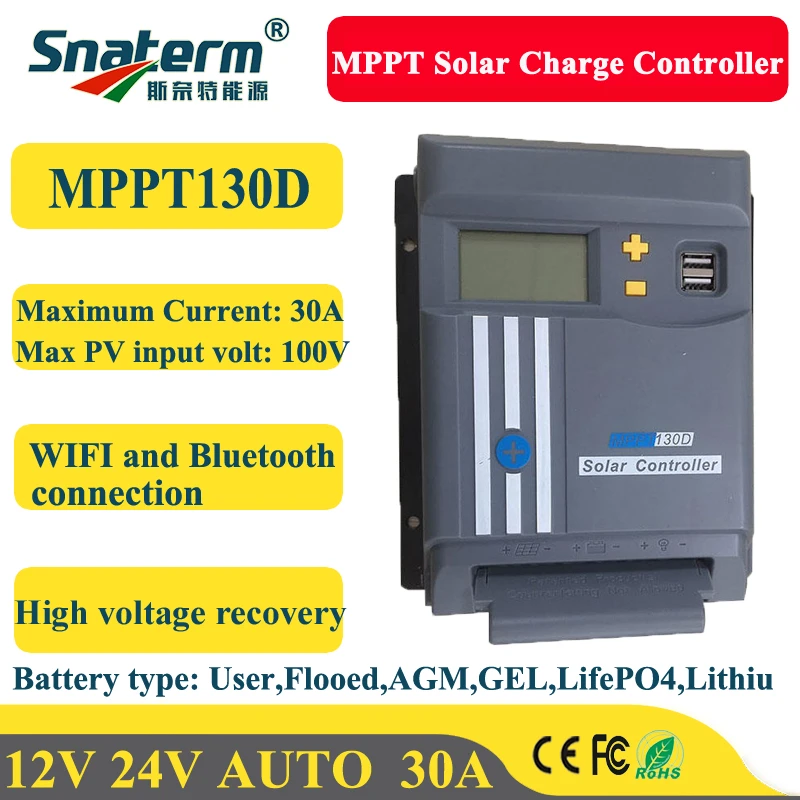Mppt 30a Pv Controller Mppt130d With Wifi 12v/24v Solar Panel Battery ...
