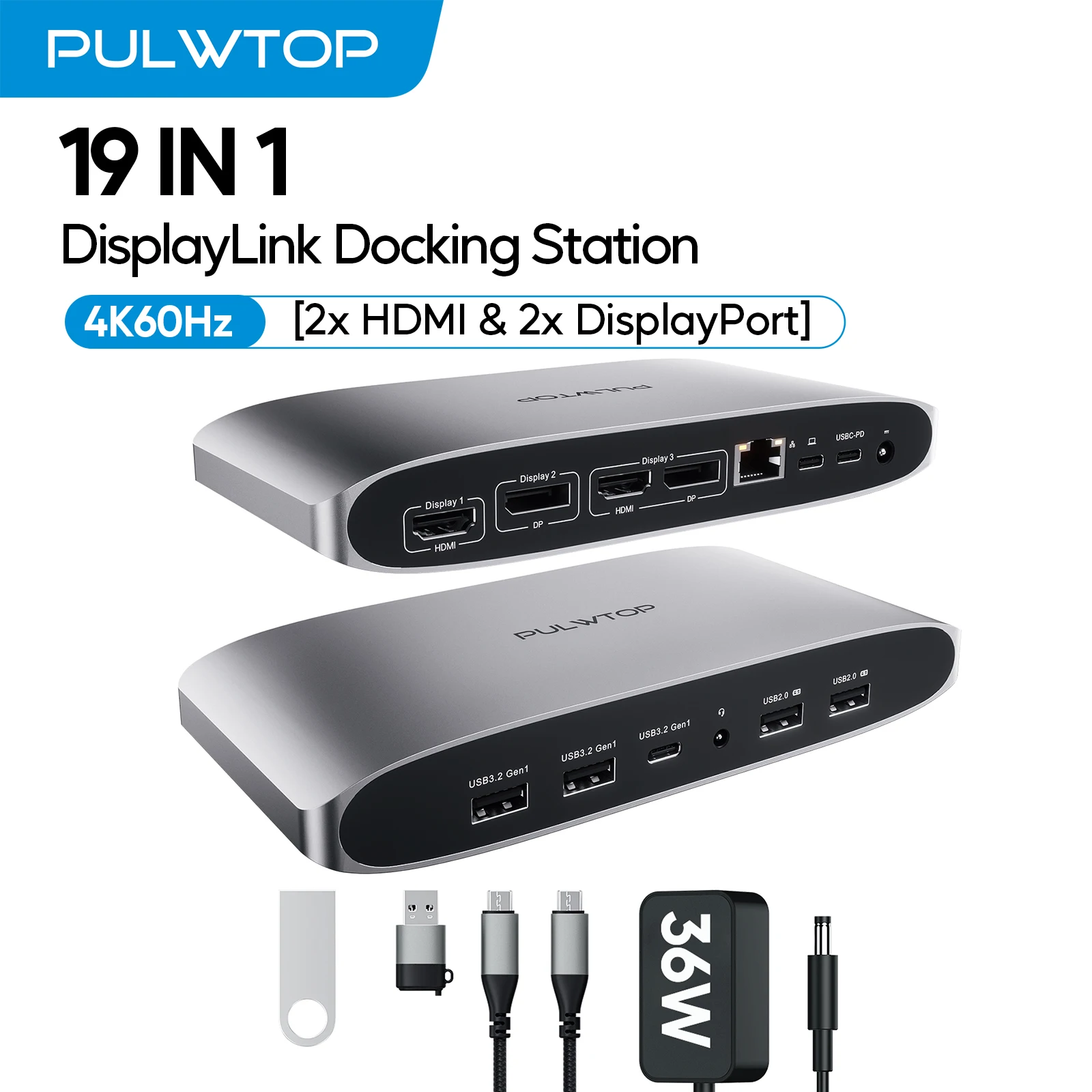 PULWTOP Displaylink Docking Station, Triple Display DisplayLink Dock ...