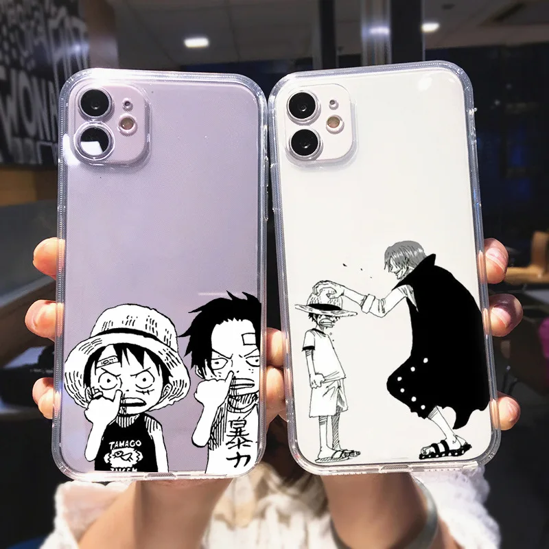 Funda de teléfono con dibujos animados de One Piece, carcasa transparente de Luffy Zoro para ...