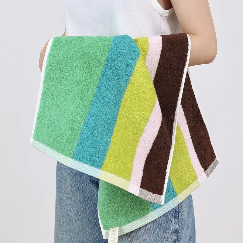 Colorblock-Stripes-Cotton-Towel-Yarn-Dyed-Soft-Absorbent-Face-Towel ...