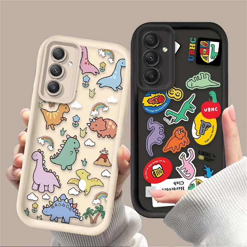 Adorable Cartoon Dinosaur Pattern Silicone Phone Case - S23 Plus (1)