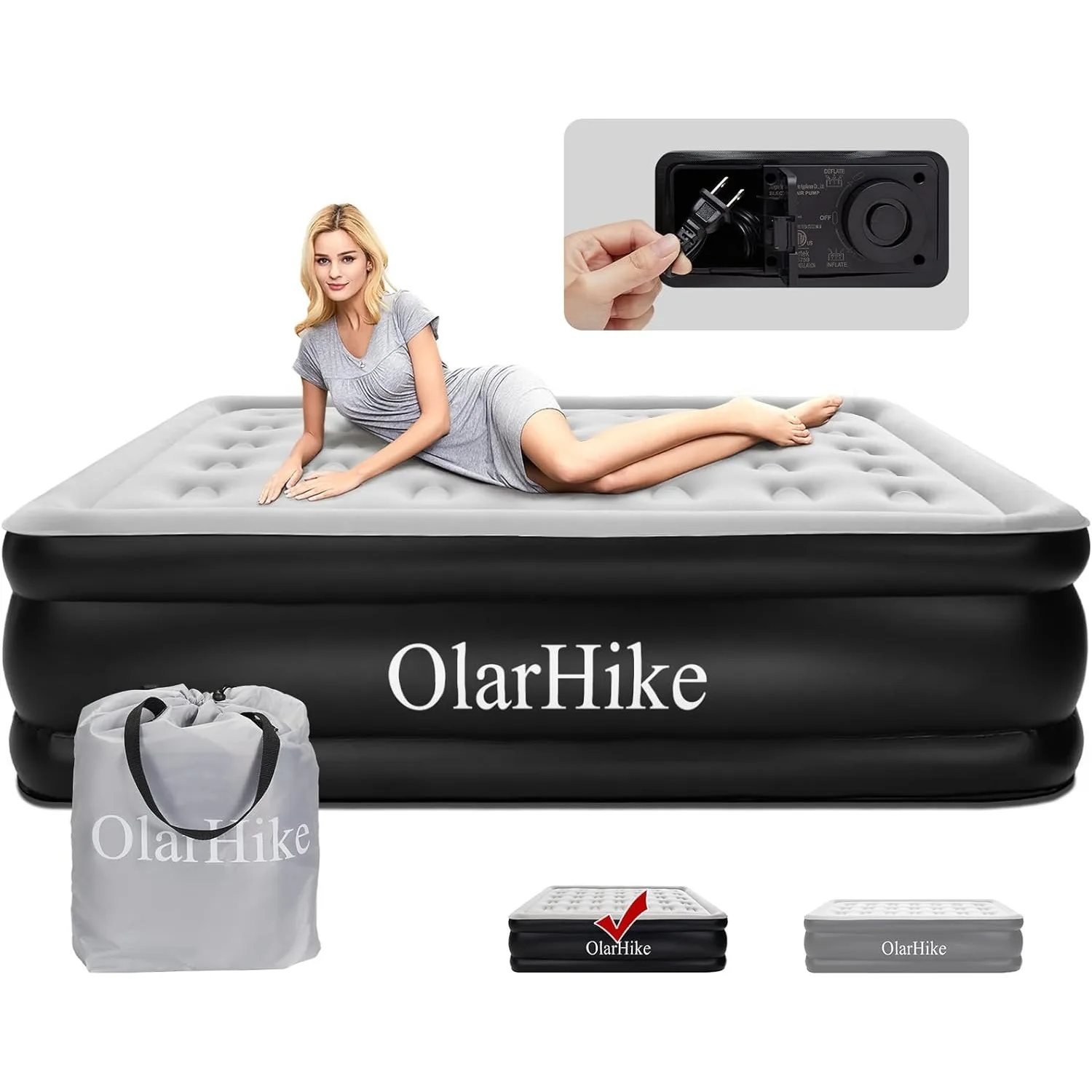 OlarHike Inflatable Queen Air Mattress with Built in Pump16 Elevated Air Mattresses for Camping Home Guests Fast Easy Inflation AliExpress