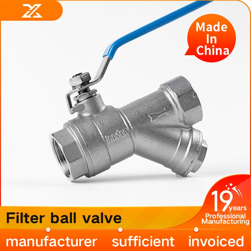 304-stainless-steel-filter-ball-valve-water-pipe-floor-heating-Y-shaped ...