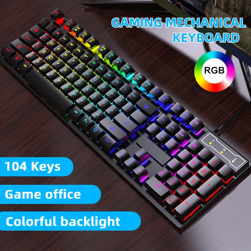 Wired-Backlit-Keyboard-gaming-Mechanic-Kit-waterproof-Luminous-104-key ...