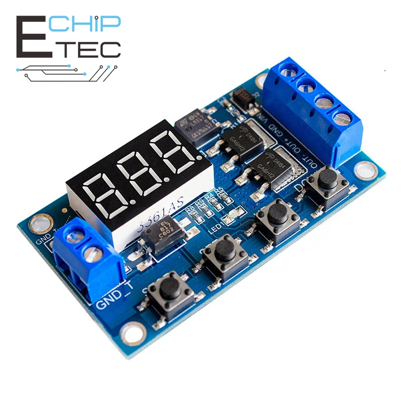 DC 12V 24V Dual MOS LED Digital Time Delay Relay Trigger Cycle Timer ...