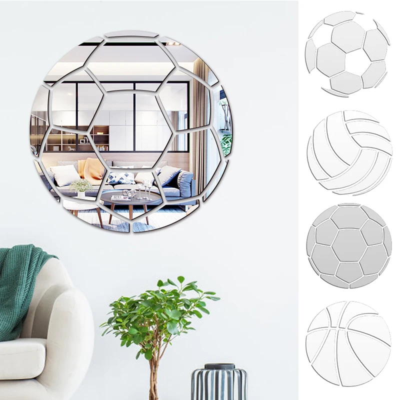 Football-Acrylic-Wall-Stickers-Self-Adhesive-Mirror-Tiles-Wall-Sticker ...