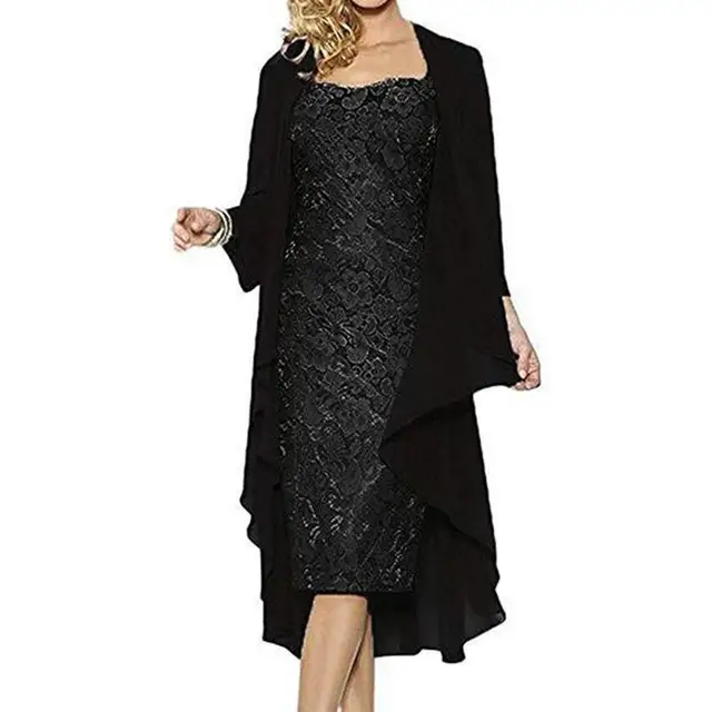 Formal Dress Set Women Outfit Elegant Flower Pattern Lace Vintage Two ...