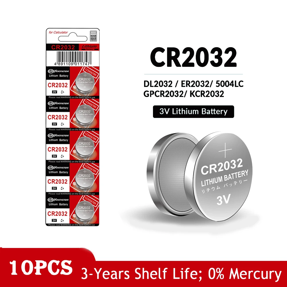 10pcs-CR2032-Lithium-Battery-3V-Car-Key-Coin-Cells-Car-Remote-Battery ...