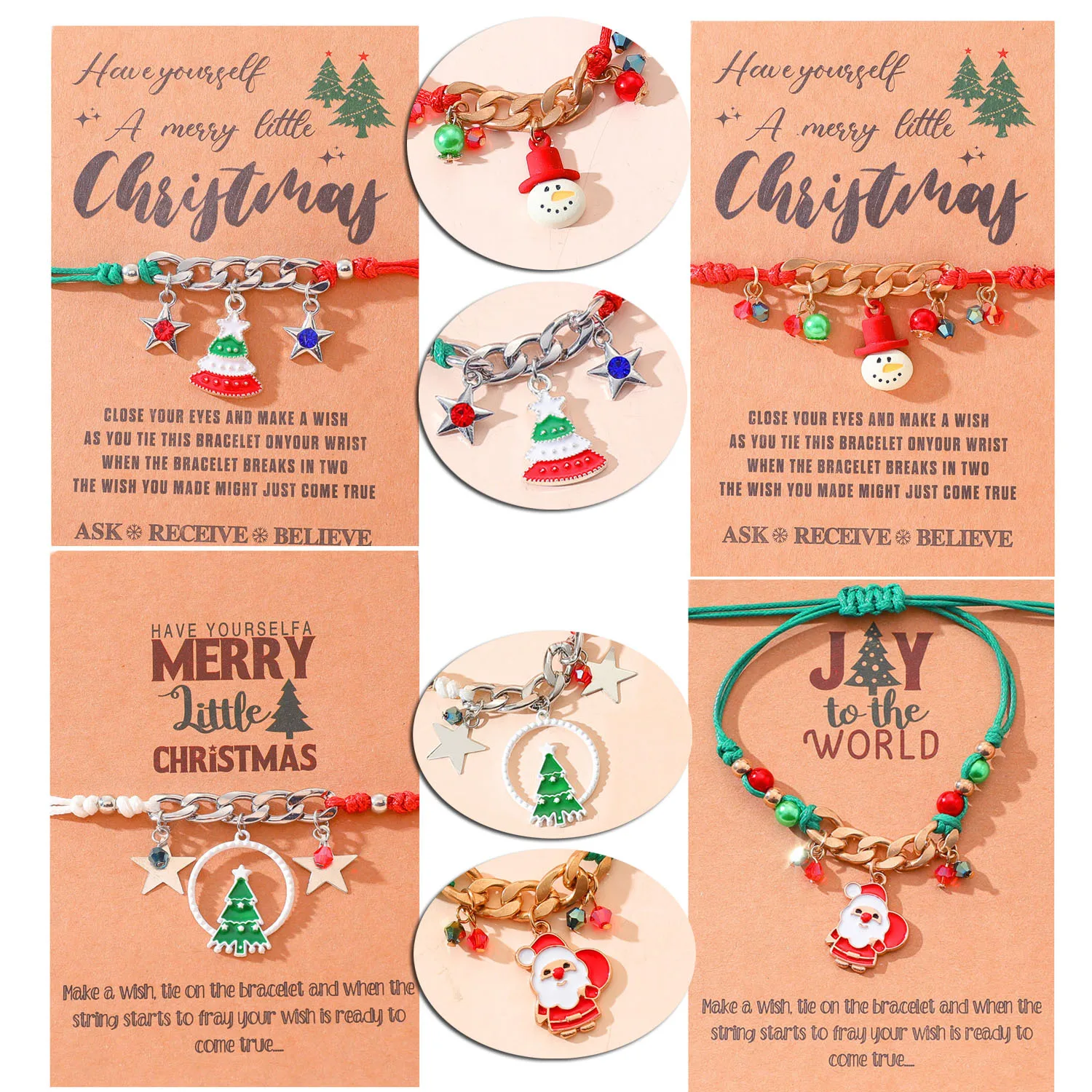 Juego-de-pulseras-de-Navidad-brazalete-de-cadena-tejida-a-mano ...
