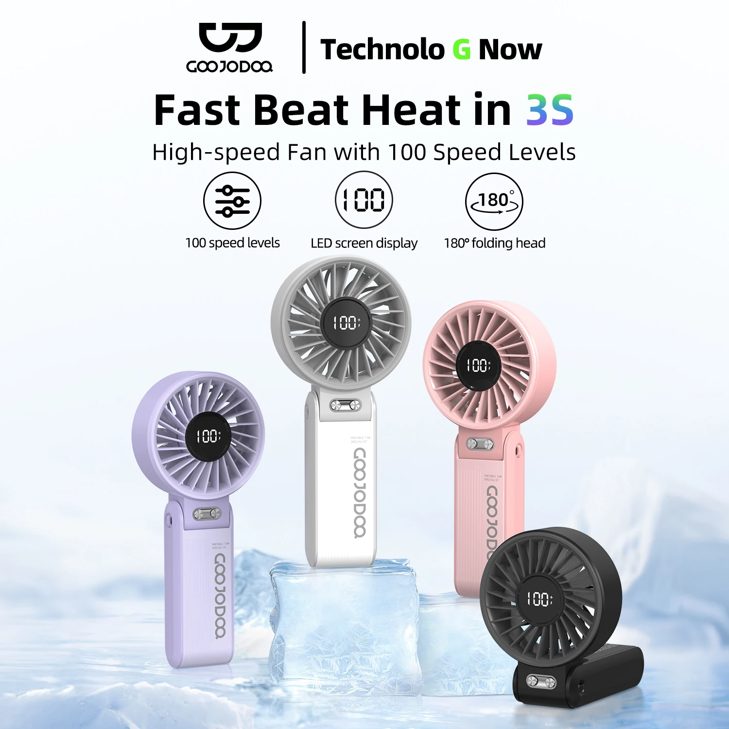 GOOJODOQ Portable Versatile Mini Fan Quiet and High-speed Airflow 100 ...