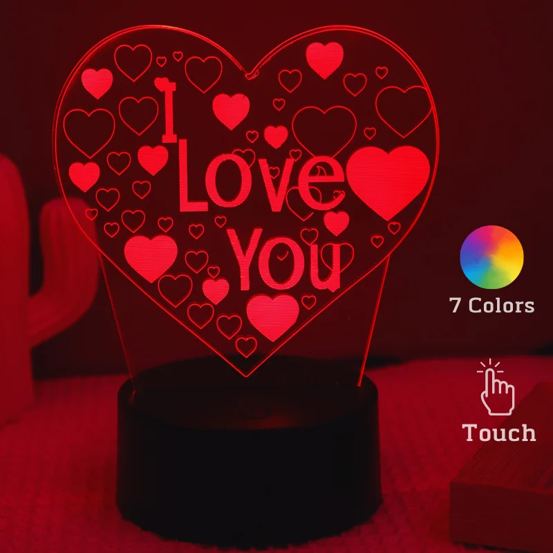 Heart-3D-Acrylic-Kids-Bedside-Table-Lamp-LED-I-Love-You-7-Colors-Touch ...