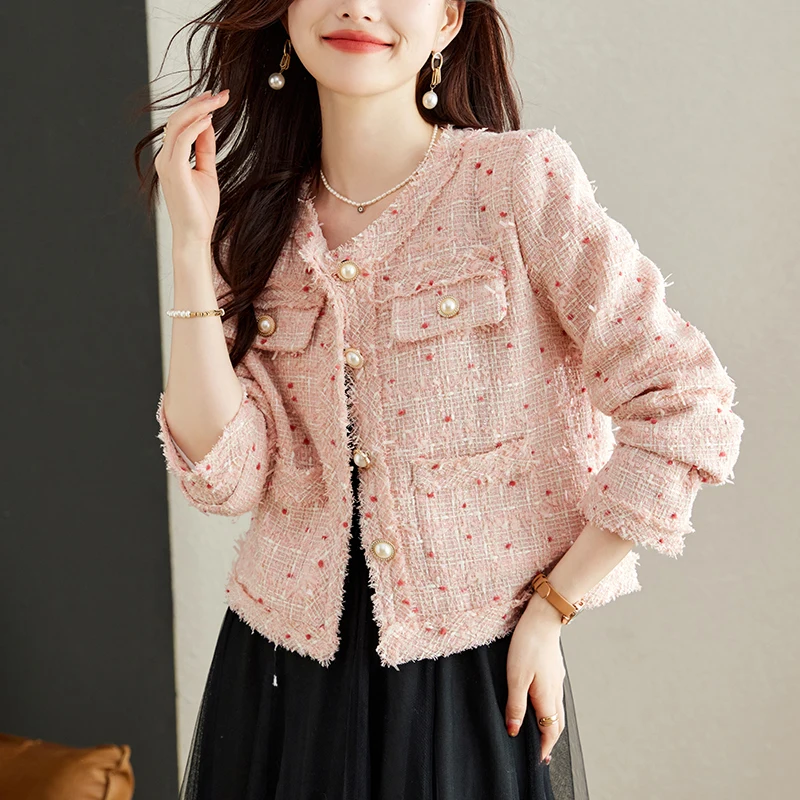 New Fashion Korean Chic Vintage Temperament Tweed Woolen Jacket Coat ...