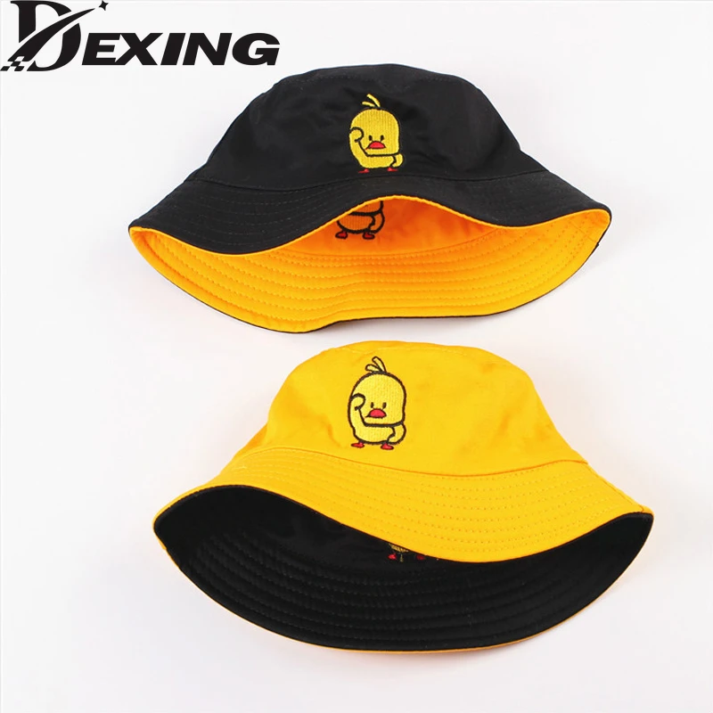 Reversible Black Yellow Duck Bucket Hat for Men Women Summer Sun Hat ...