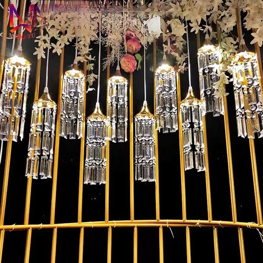 10-Heads-Acrylic-Crystal-Chandelier-Ice-Strip-Ceiling-Hanging-Stage ...