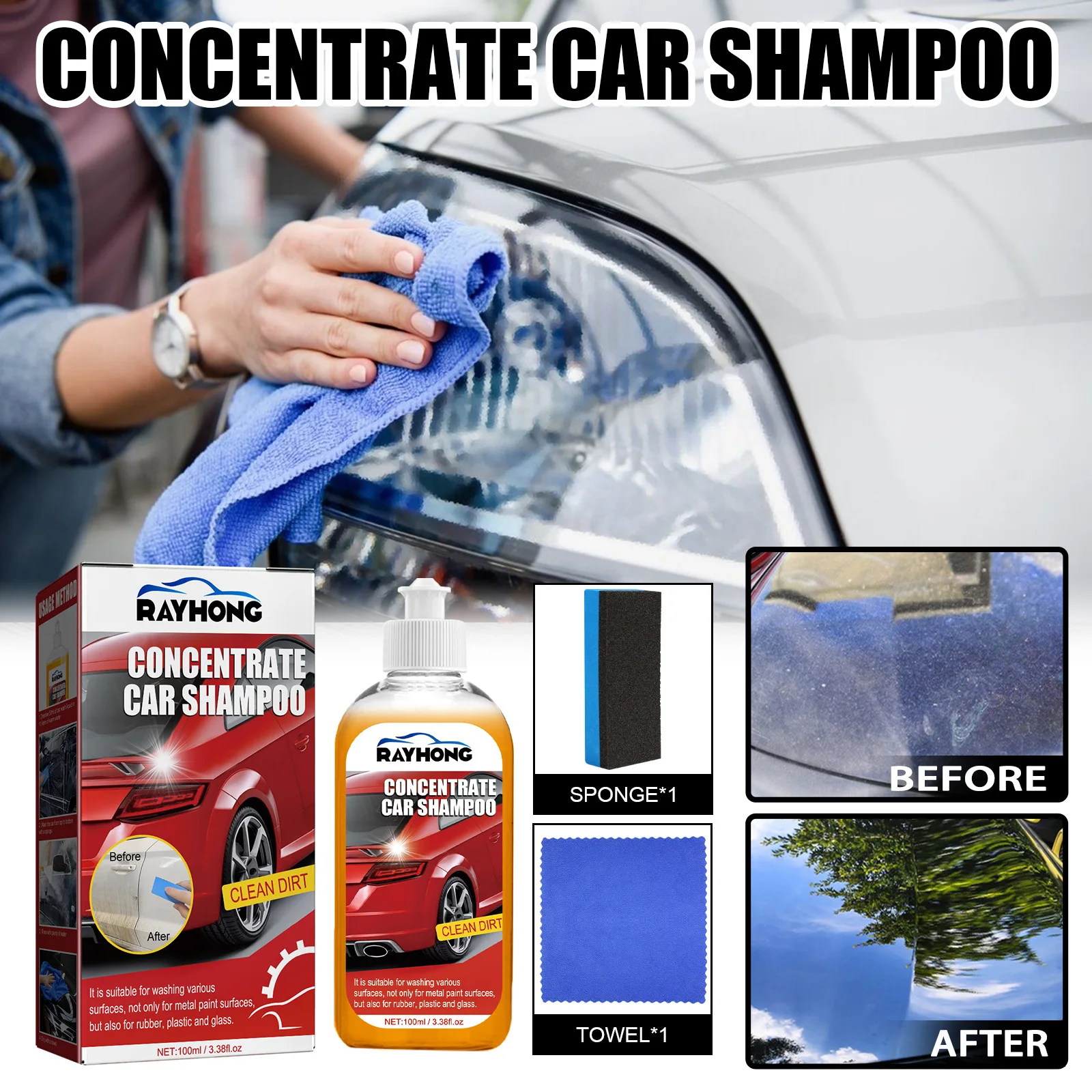 100ml-Set-Concentrated-Car-Wash-Liquid-for-Car-Cleaning-Paint-Coating ...