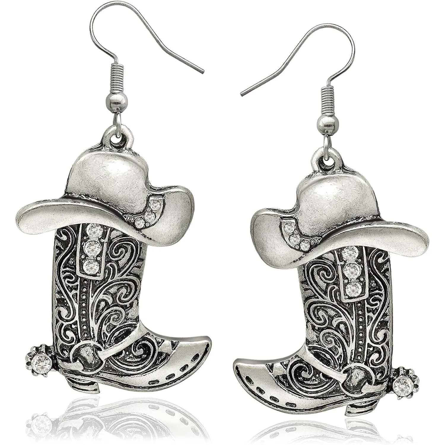 Vintage Western Cowgirl Boots Earrings Texas Spur Dangle Drop Earrings ...