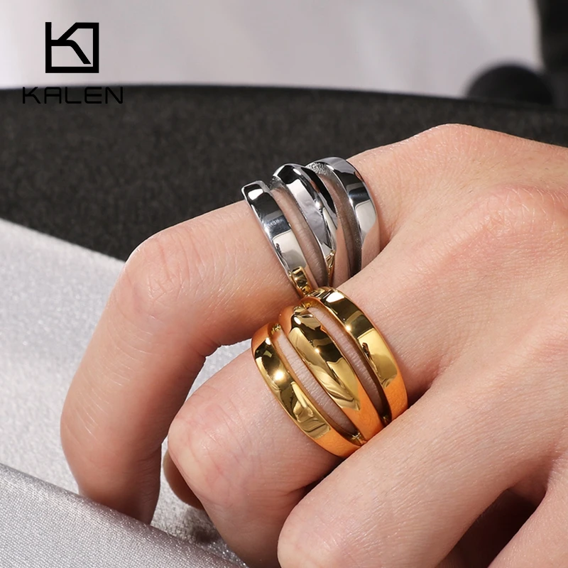 KALEN-Multi-layer-Wide-Ring-For-Women-Girls-Fashion-Minimalist-Lady ...