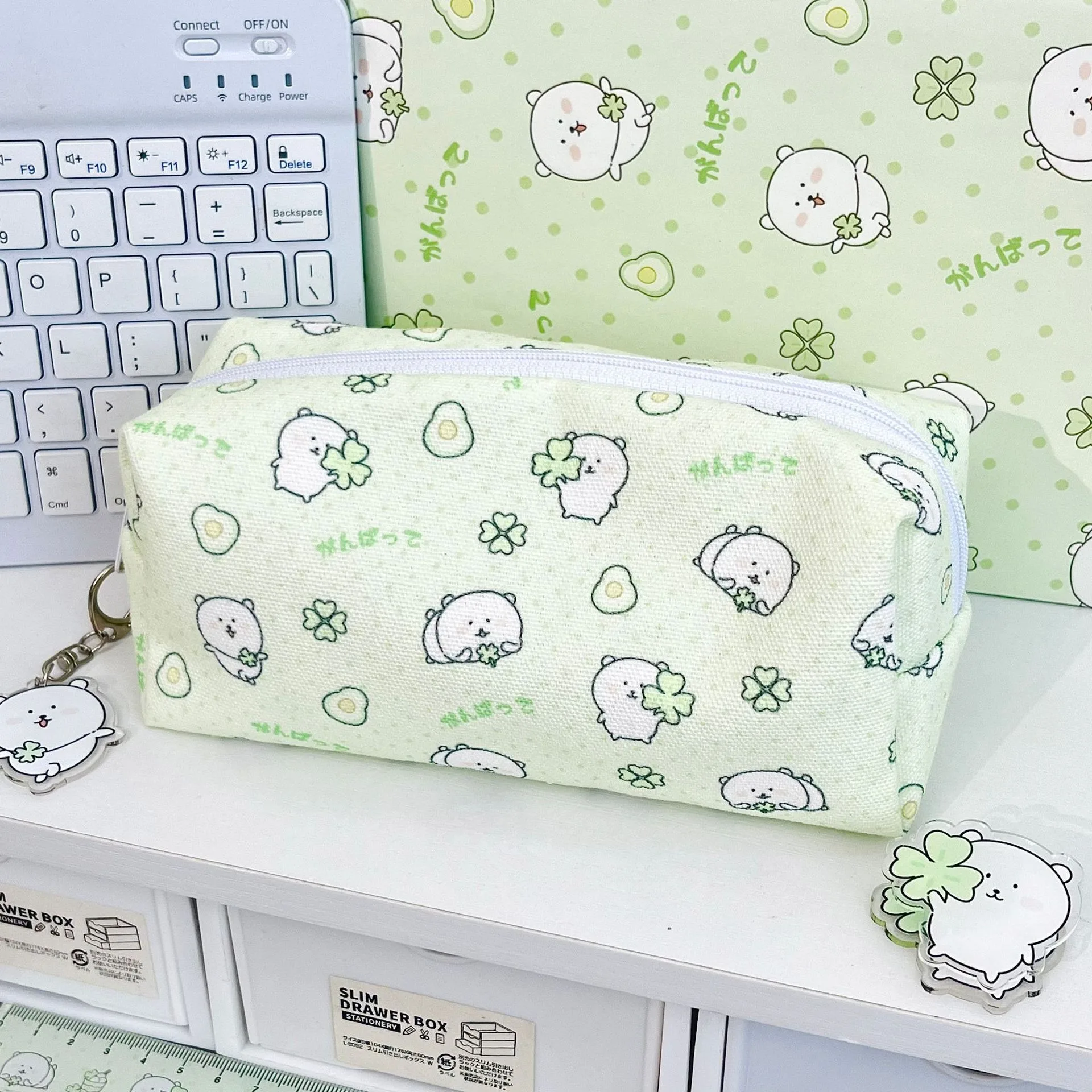 Cartoon Self-Mocking Bear Pencil Case Large Capacity Canvas Bag for ...