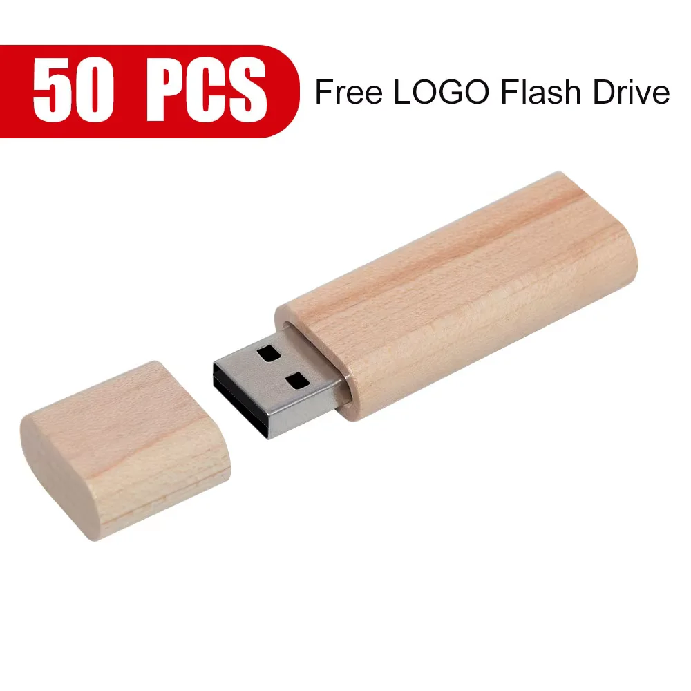 50pcs/lot Free Custom Logo Wooden Usb Flash Drive Pen Drive 64gb 32gb ...