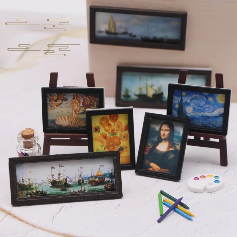 8pcs-Mini-Miniature-1-12-DIY-Photo-Frame-Antique-Frame-Oil-Painting-DIY ...