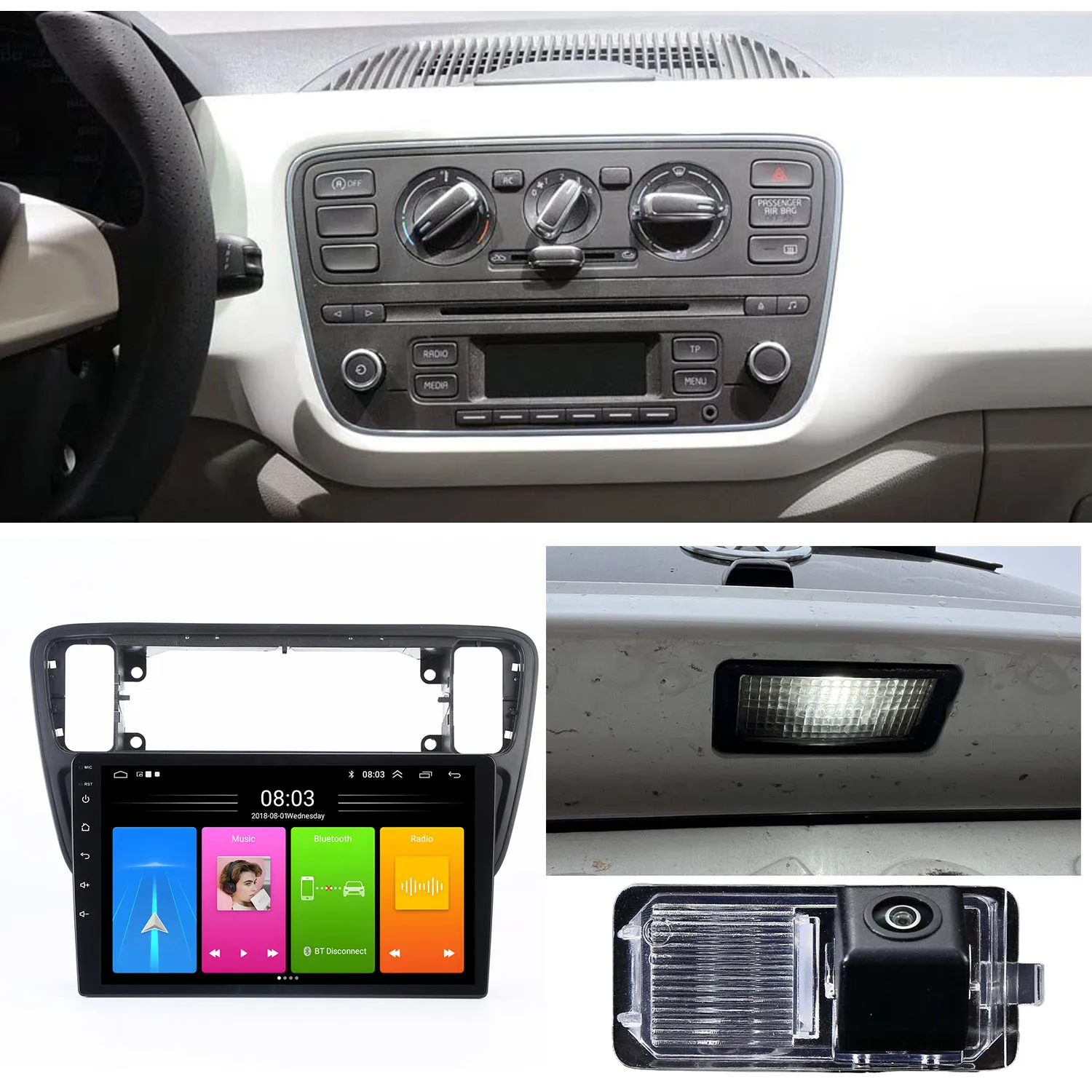 Android 9” car radio with Bluetooth Carpaly GPS Navigation+ HD reverse ...