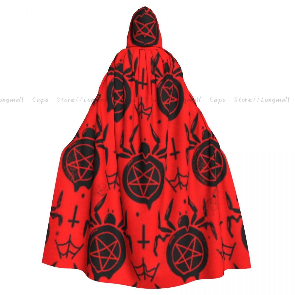 Adult-Halloween-Scary-Spider-With-Pentagram-Cloak-Cape-Hooded-Medieval ...