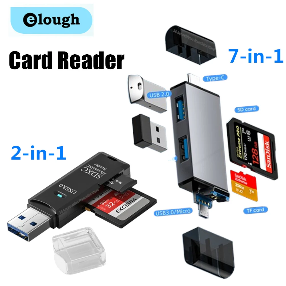 7 In 1 Card Reader Usb 30 Micro Sd Tf Card Memory Reader High Speed Multi Card Writer Adapter