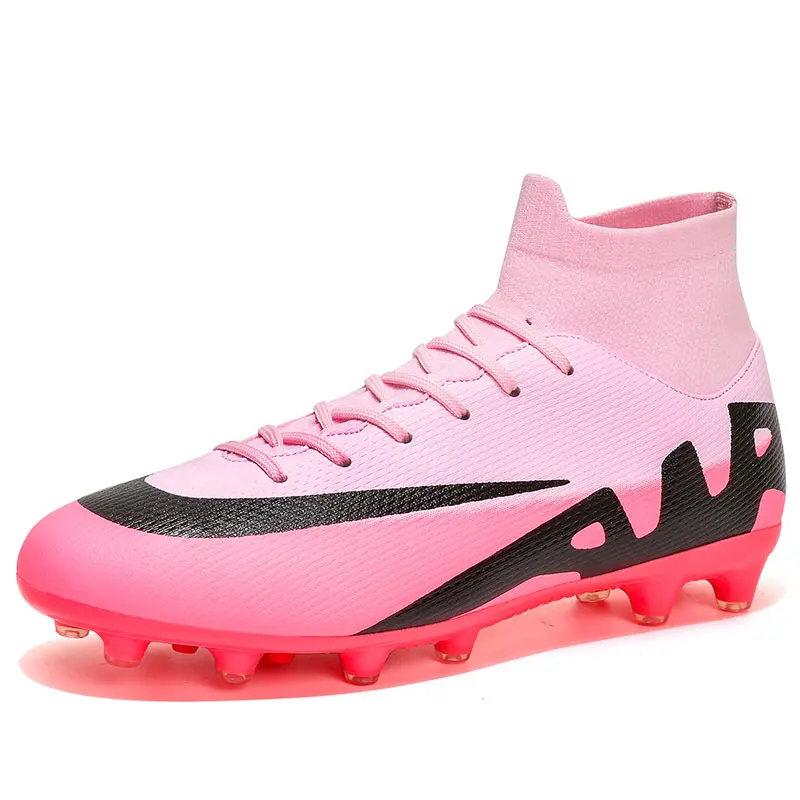 Fashion-Pink-Football-Boots-Men-Outdoor-FG-TF-High-Top-Men-s-Soccer ...