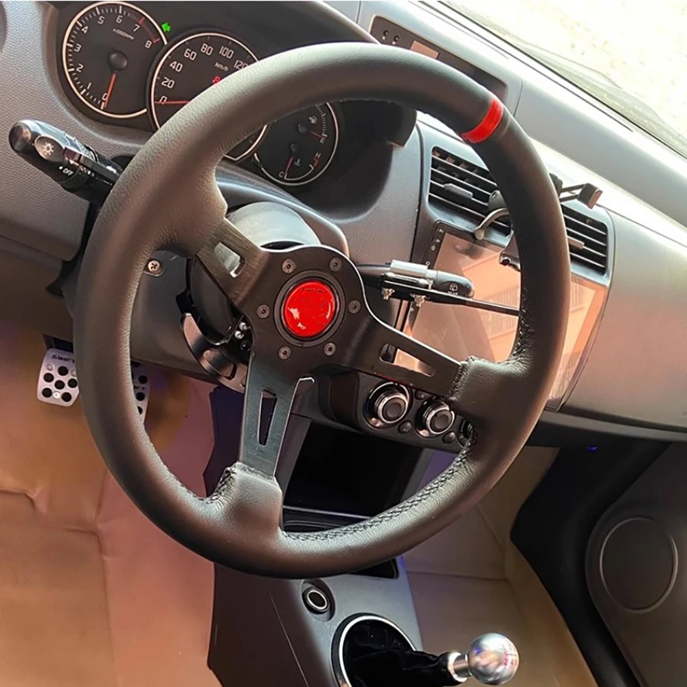Universal-13-Inch-Leather-Steering-Wheel-Large-Concave-Deep-Concave ...