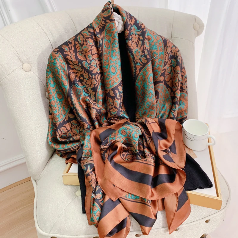 180*90cm Luxury Brand Women Summer Silk Scarves Shawl Lady Wrap Soft ...