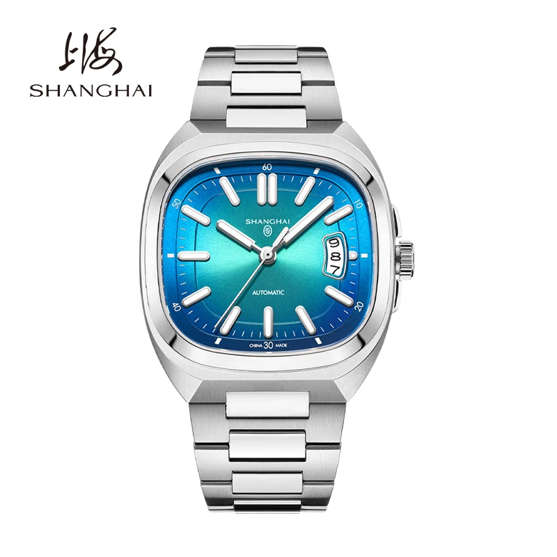 Shanghai Watch Automatic Mechanical Square Dial Men's Watch Luminous ...