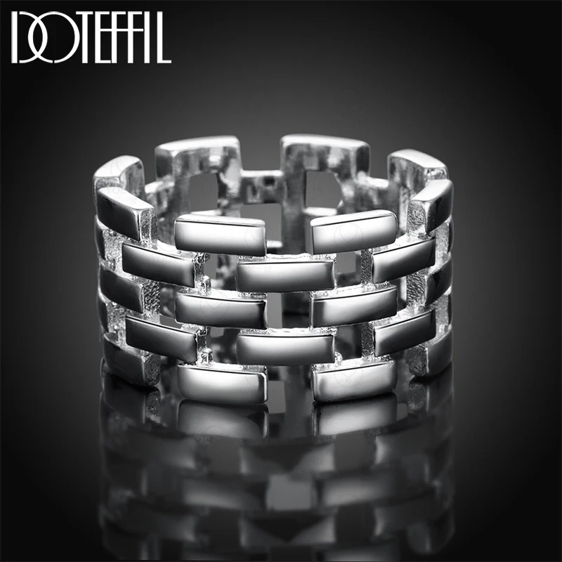 DOTEFFIL-925-Sterling-Silver-Square-Checkered-Network-Ring-For-Woman ...