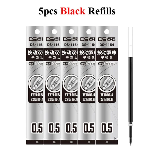 Retractable Gel Pen 0.5mm Fine Point, No Smear & Smudge Black ink ...