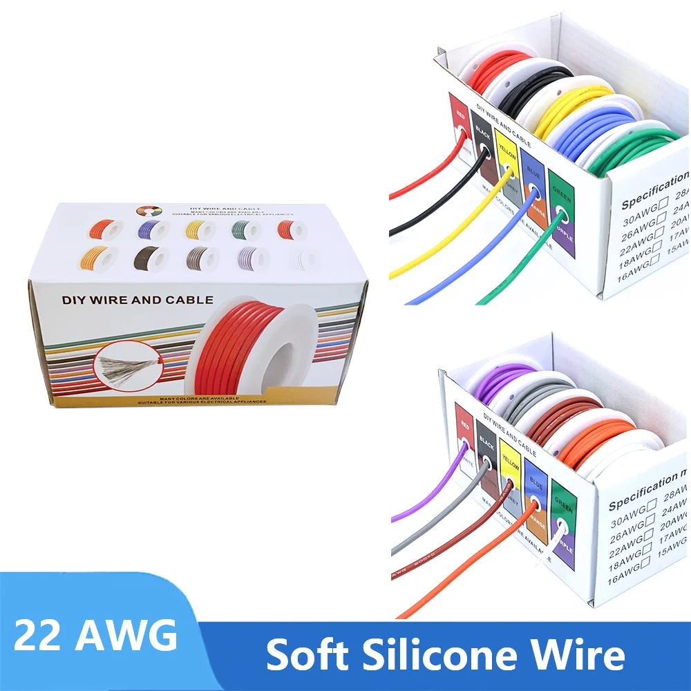 22AWG 25m/50m/box Super Soft Silicone Cable Heat Resistant Flexible ...