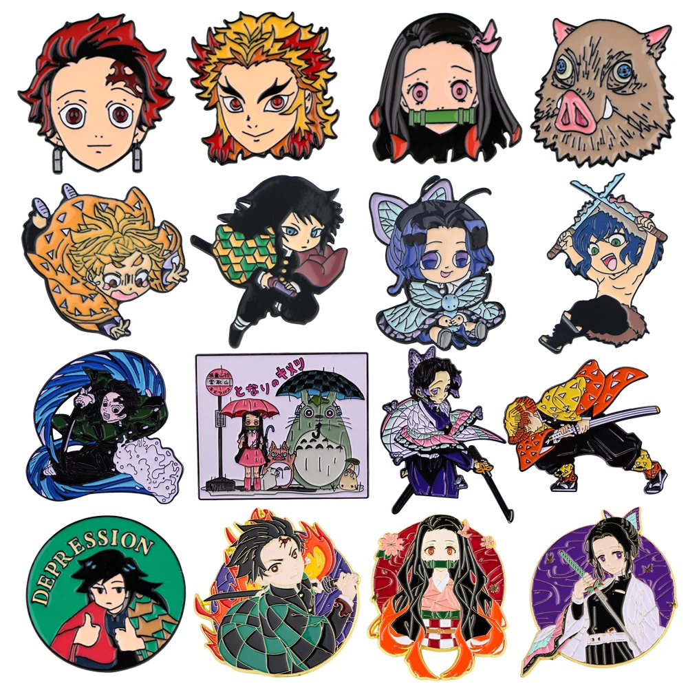 Kimetsu No Yaiba Pin de esmalte, insignias de Demon Slayer, broches de ...