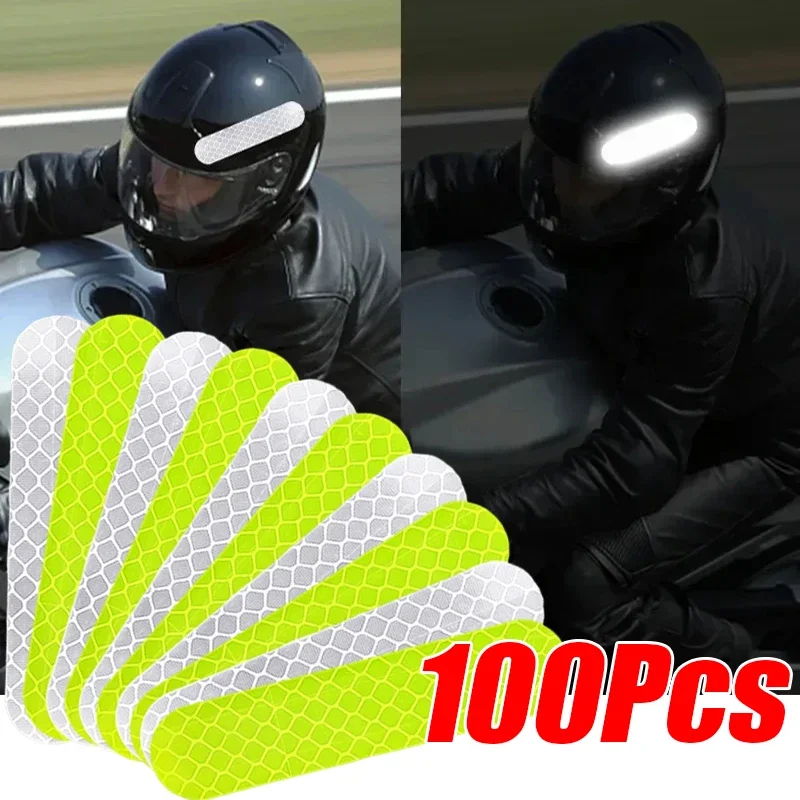 10-100Pcs Bicycle Sticker Motorcycle Helmet Warning Reflective Stickers ...