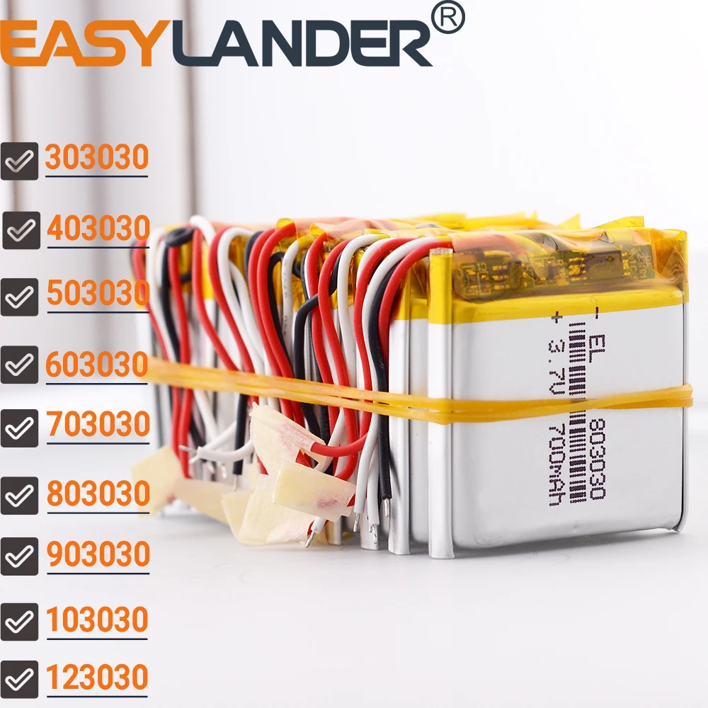 10Pcs/Lot 3Lines 3.7V 603030 600mAh Lithium Li-ion Polymer Battery ...