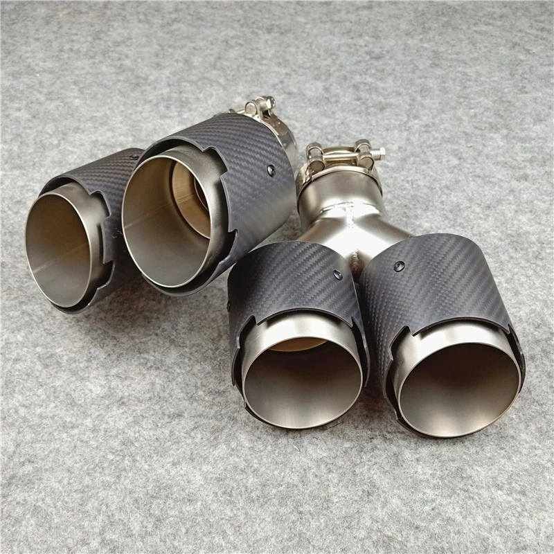 흡입구 매트 탄소 섬유 Y 배기 팁 매트 스테인레스 스틸 Akrapovic 탄소 머플러 노즐 배기 파이프용 1 쌍 2