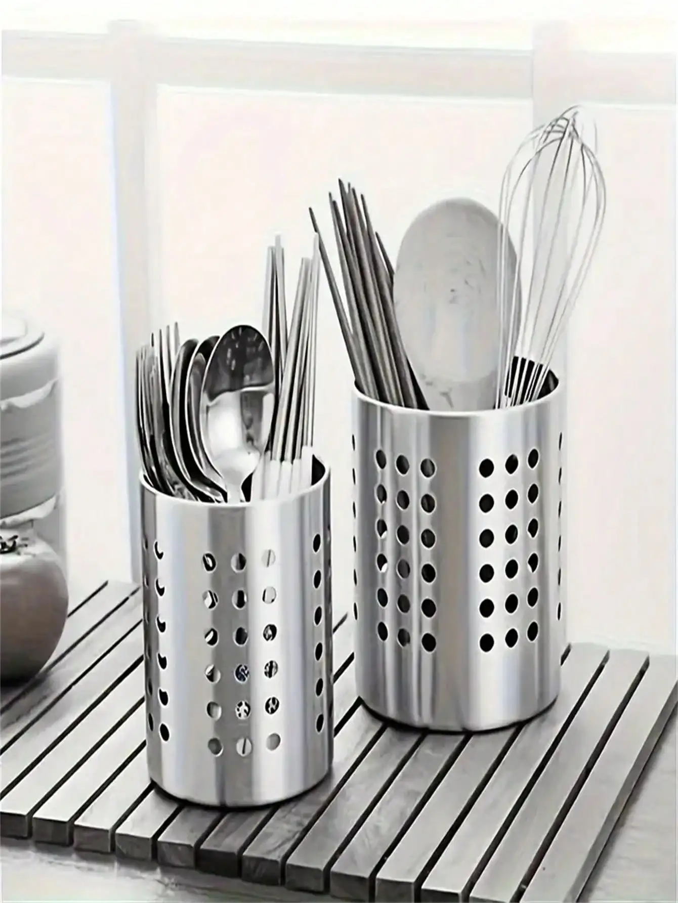 1 Stainless Steel Cutlery Holder, Non-Charging Kitchen Utensil ...