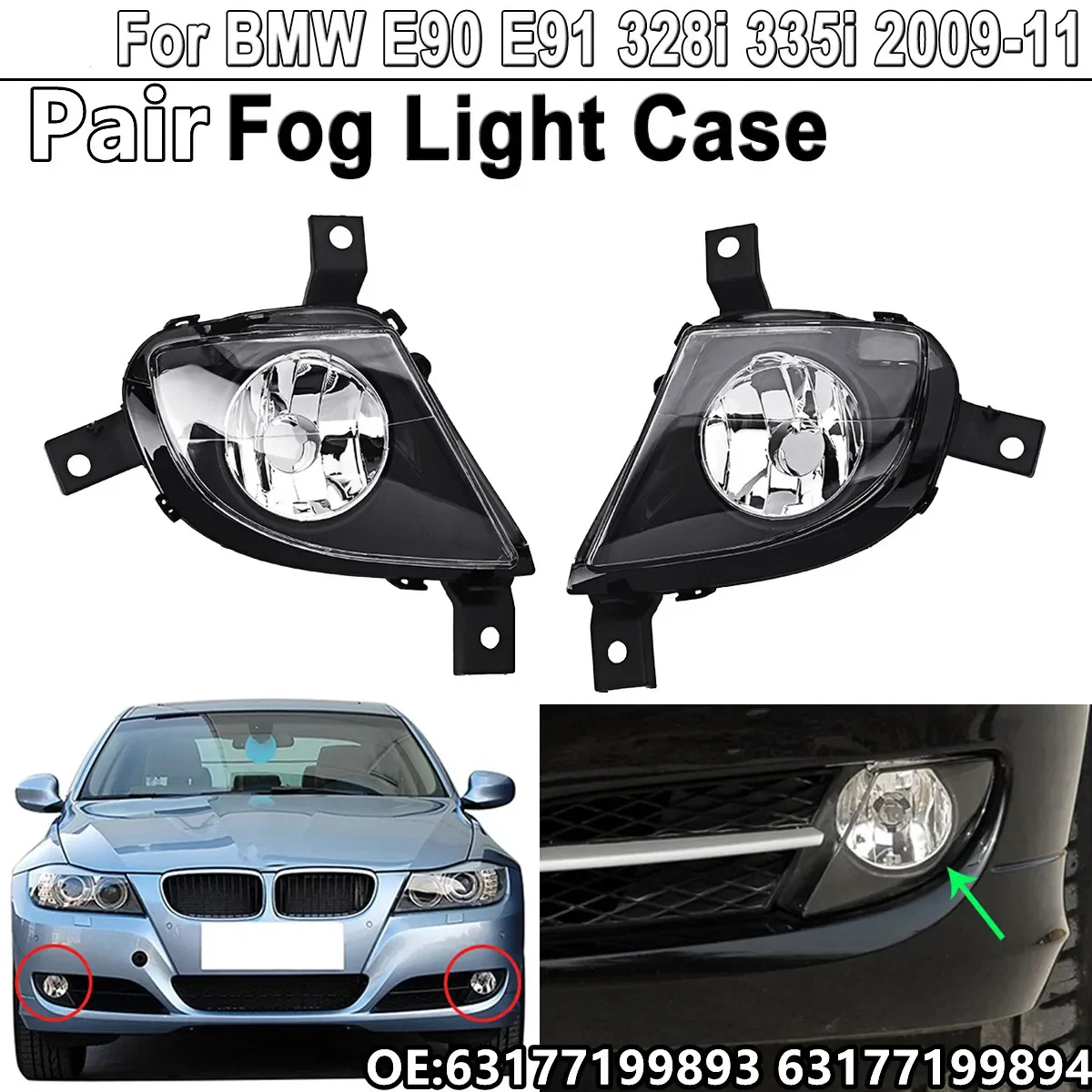 Pair-For-BMW-E90-E91-LCI-2009-2012-Front-Bumper-Fog-Light-Fog-Lamp-Anti ...